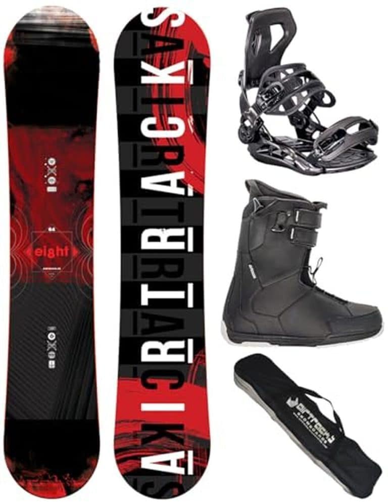 Test : snowboard Airtracks Eight Wide 160 et équipement complet